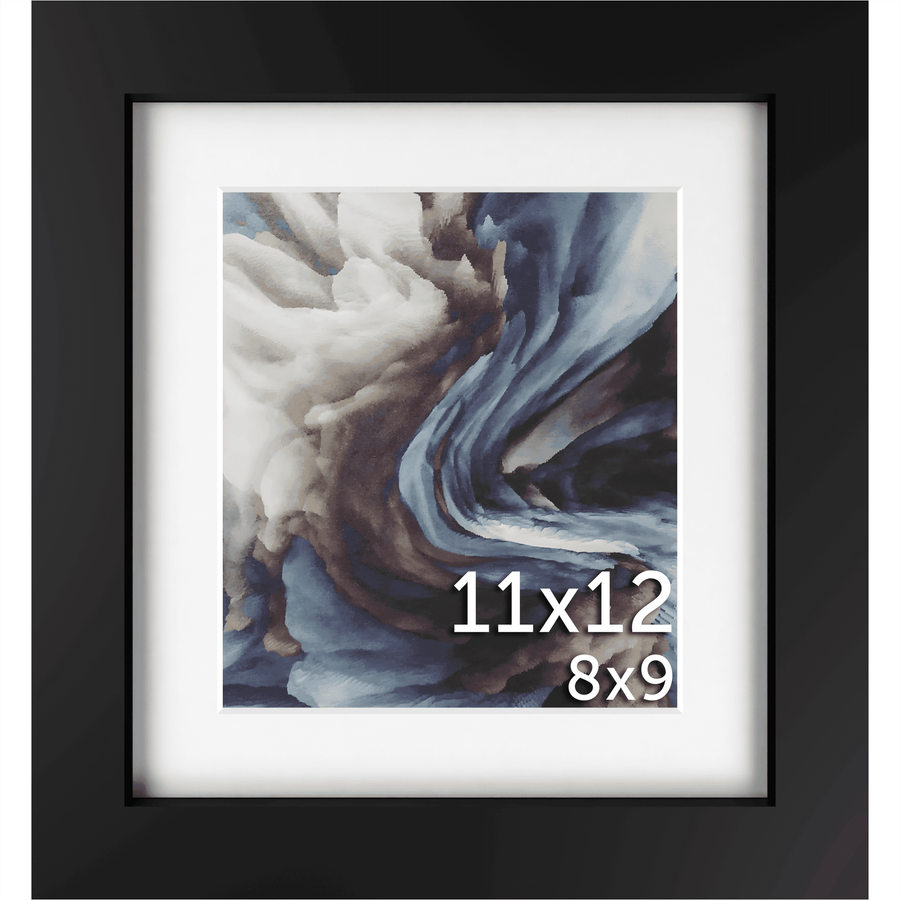 11x12 Frame Matted to 8x9 – Solid Wood Poster Frame with Tempered Glass ...