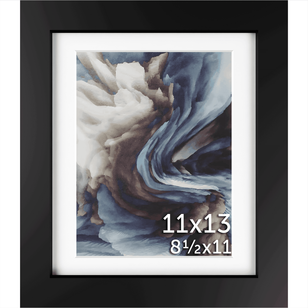 11x13 Frame Matted to 8.5x11 – Solid Wood Poster Frame with Tempered ...