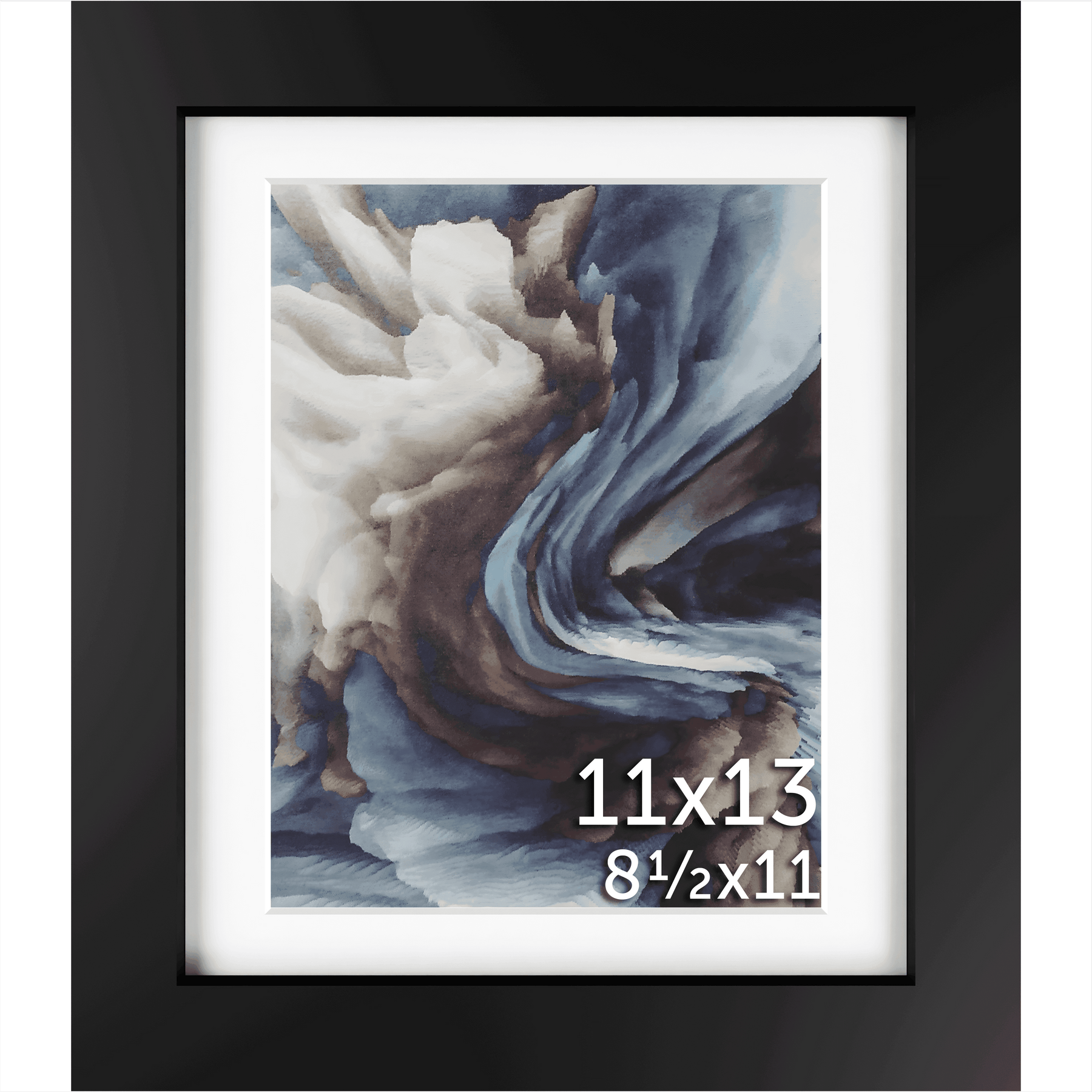 11x13 Frame Matted to 8.5x11 – Solid Wood Poster Frame with Tempered ...