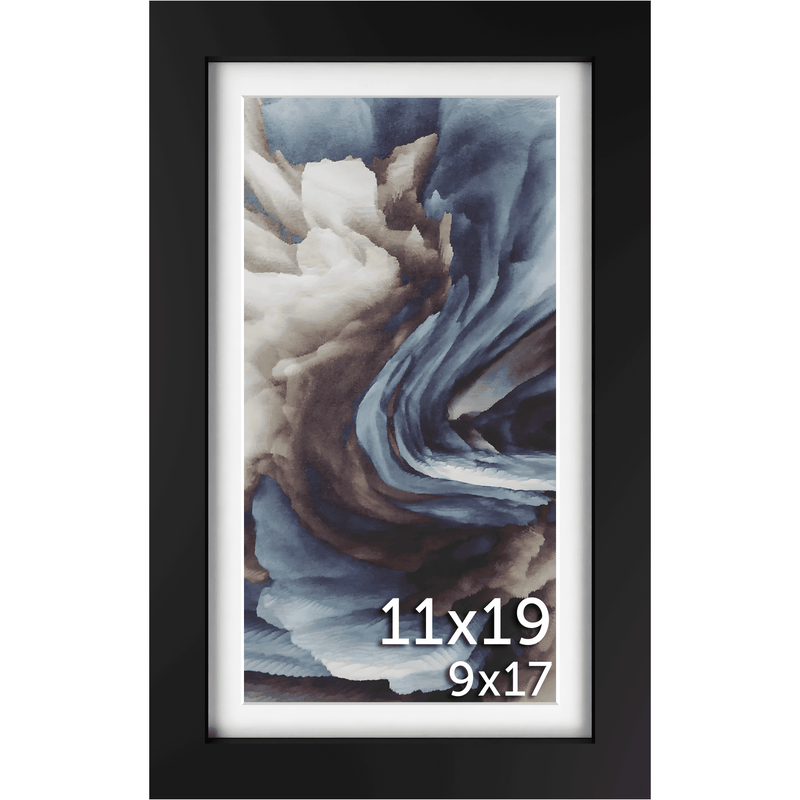 11x19 Frame Matted to 9x17 – Solid Wood Poster Frame with Tempered ...