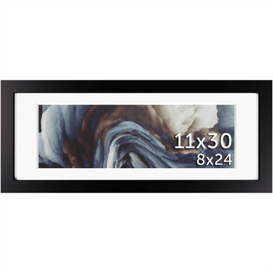 11x30 Wood Frame Matted to 8x24 – Tempered Glass | Frame Amo
