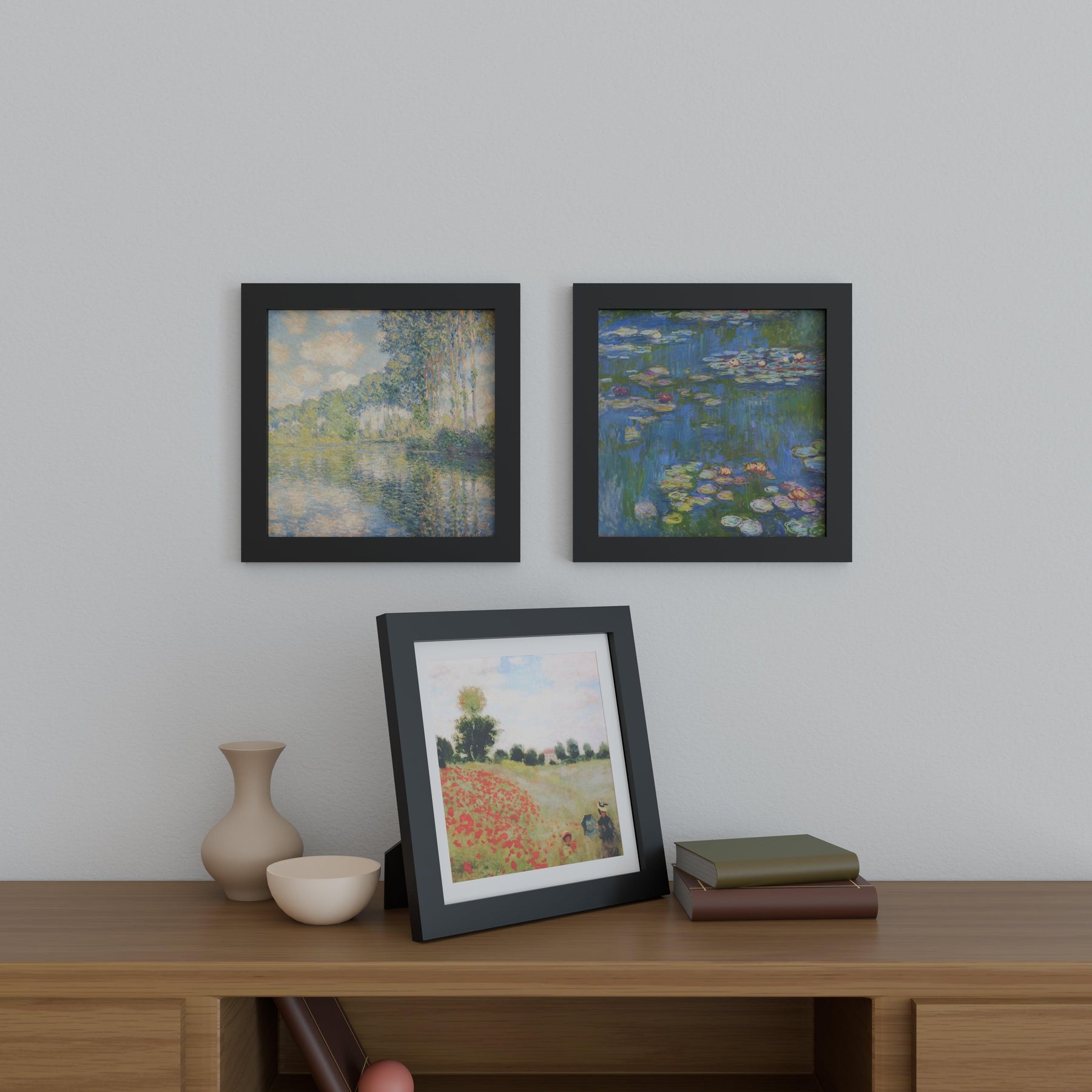 14x14 Frame Matted to 12x12 – Solid Wood Square Frame with Tempered ...