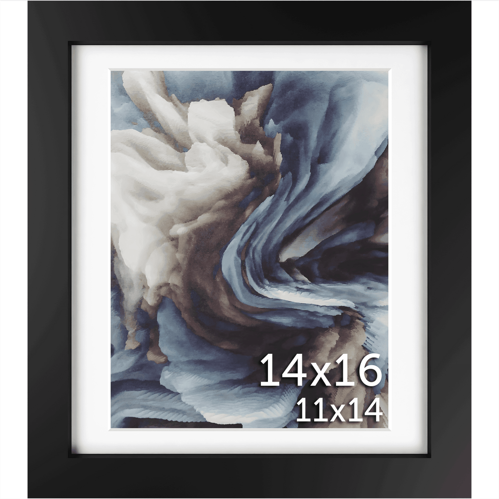 14x16 Frame Matted to 11x14 – Solid Wood Poster Frame with Tempered ...