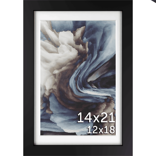 14x21 Frame Matted to 12x18 – Solid Wood Poster Frame with Tempered ...