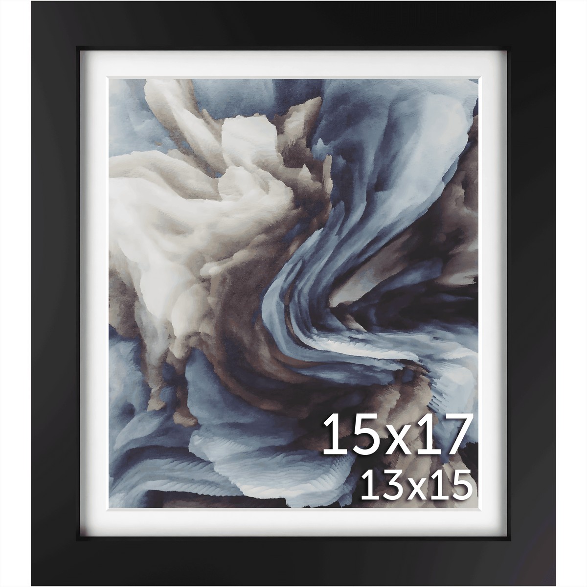 15x17 Frame Matted to 13x15 – Solid Wood Poster Frame with Tempered ...