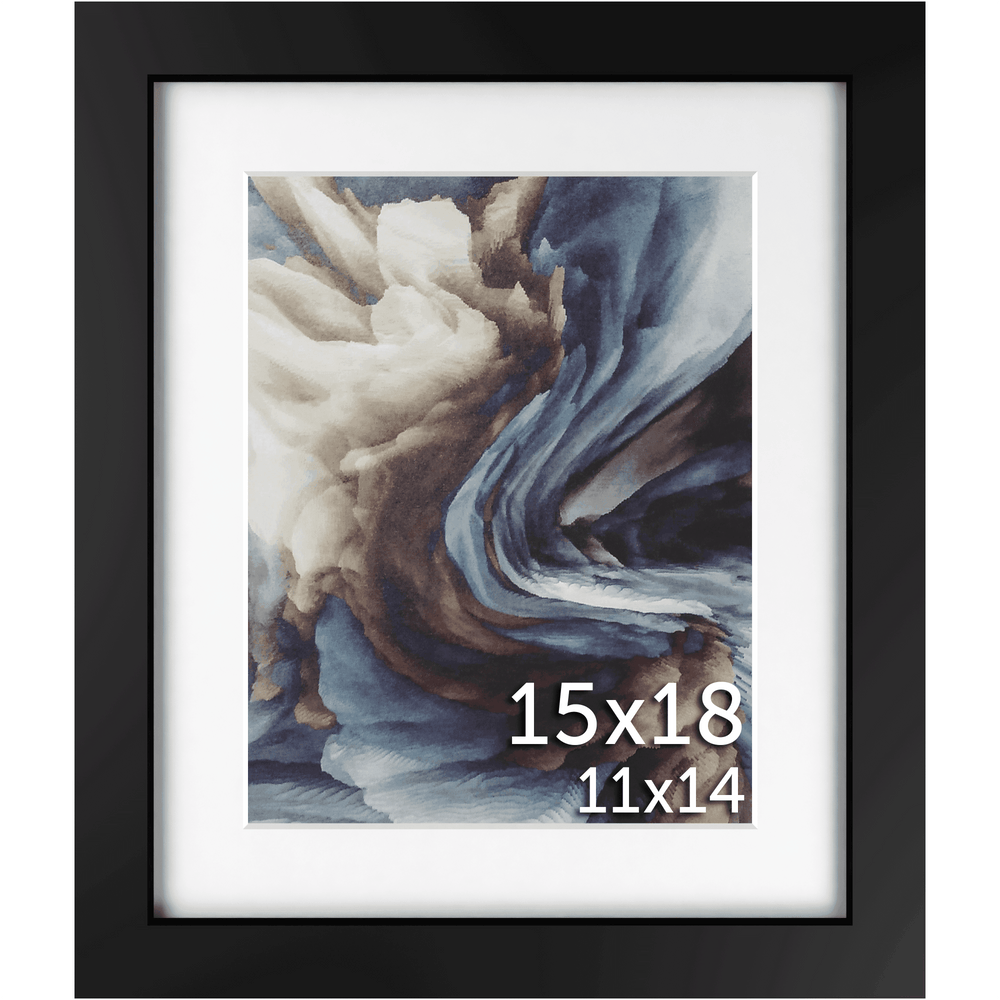 15x18 Frame Matted to 11x14 – Solid Wood Poster Frame with Tempered ...