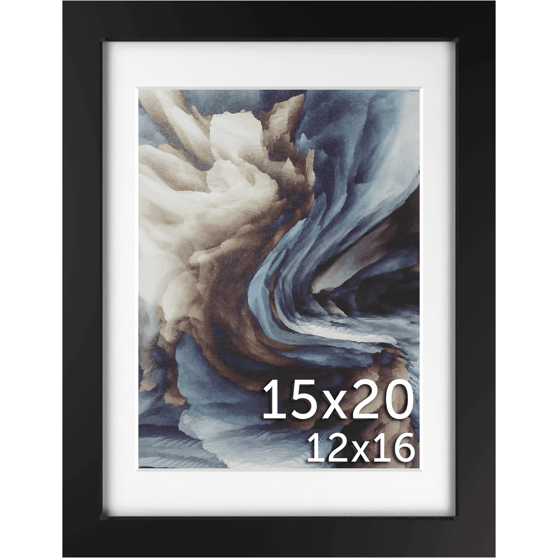 15x20 Frame Matted to 12x16 – Solid Wood Poster Frame with Tempered ...