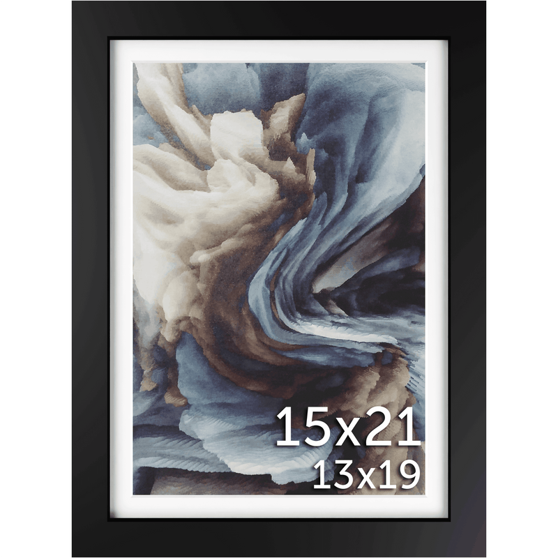 15x21 Frame Matted to 13x19 – Solid Wood Poster Frame with Tempered ...
