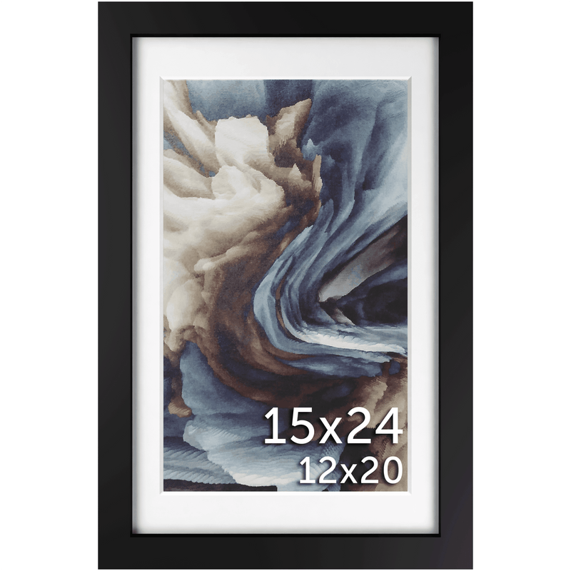 15x24 Frame Matted to 12x20 – Solid Wood with Tempered Glass | Frame Amo