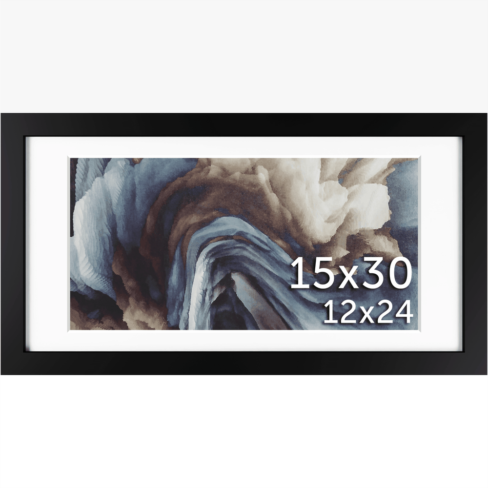 15x30 Frame Matted to 12x24 – Solid Wood with Tempered Glass | Frame Amo