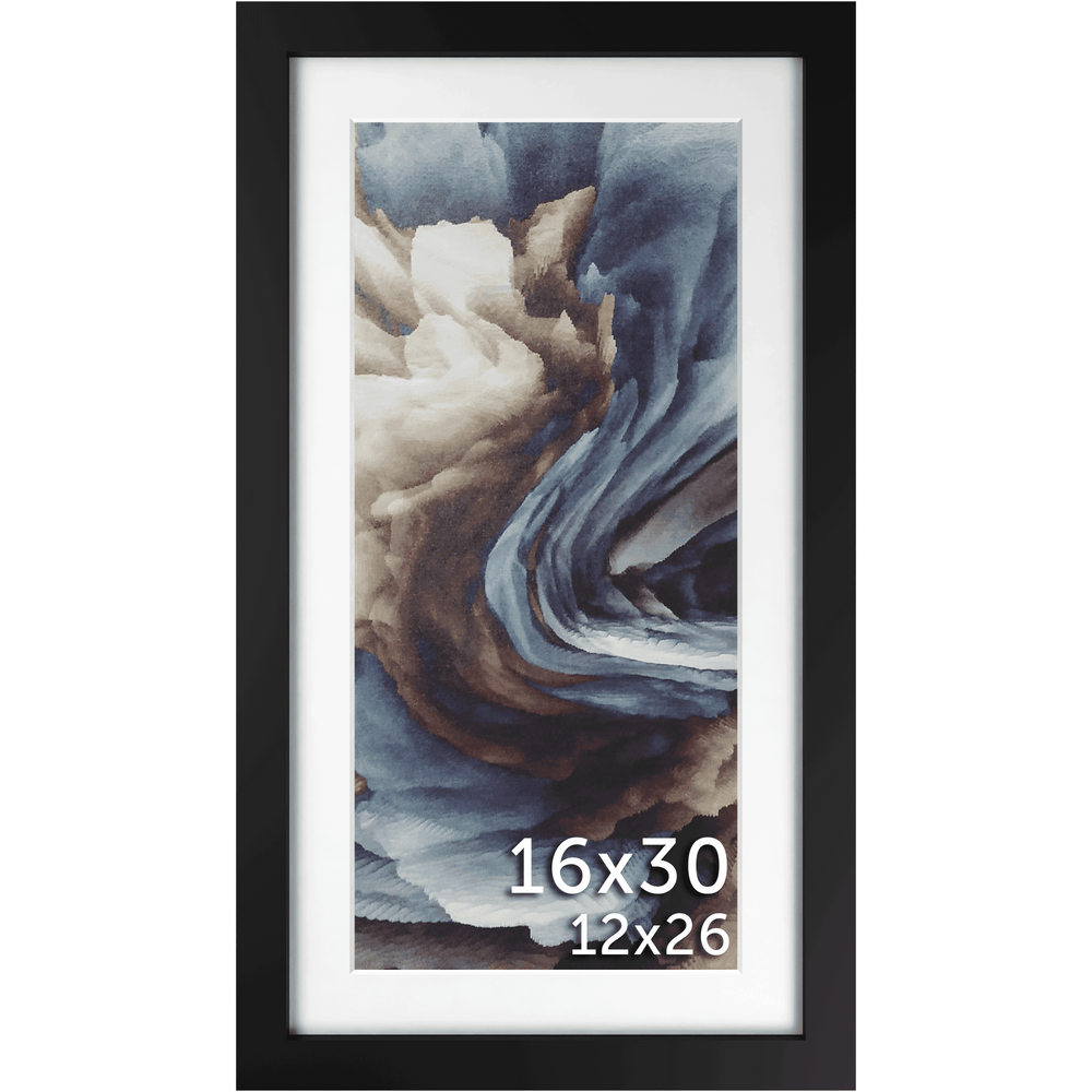 16x30 Frame Matted to 12x26 – Solid Wood Poster Frame with Tempered ...