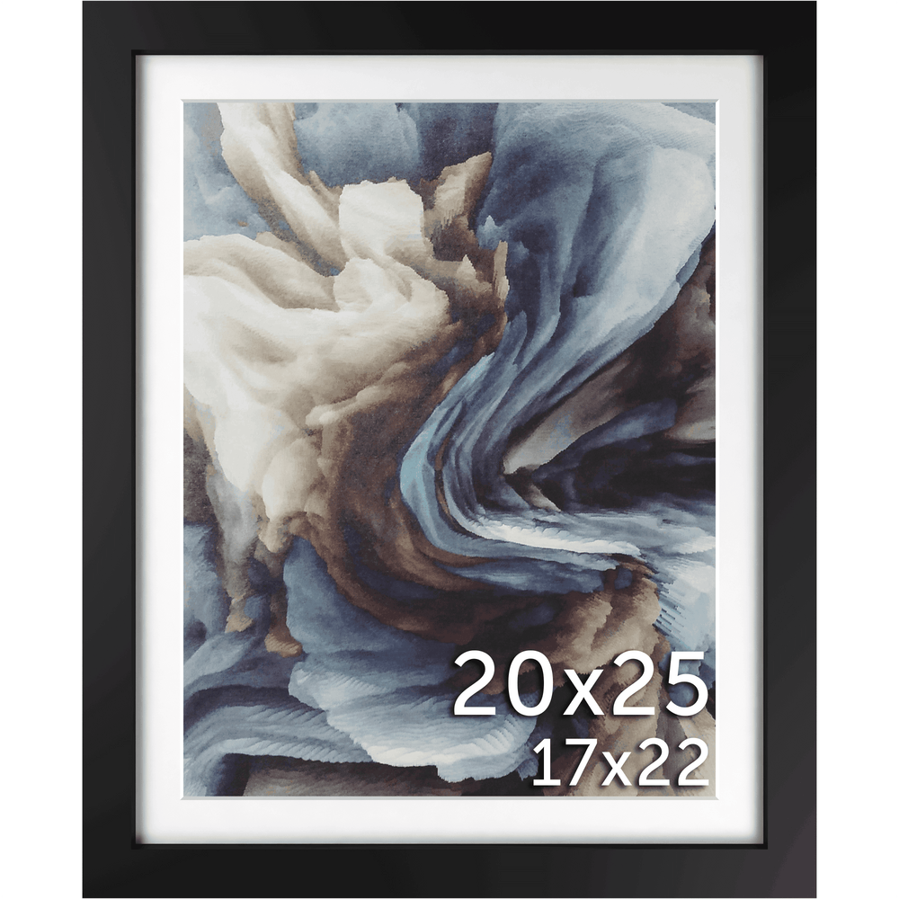 20x25 Frame Matted to 17x22 – Solid Wood Poster Frame with Tempered ...