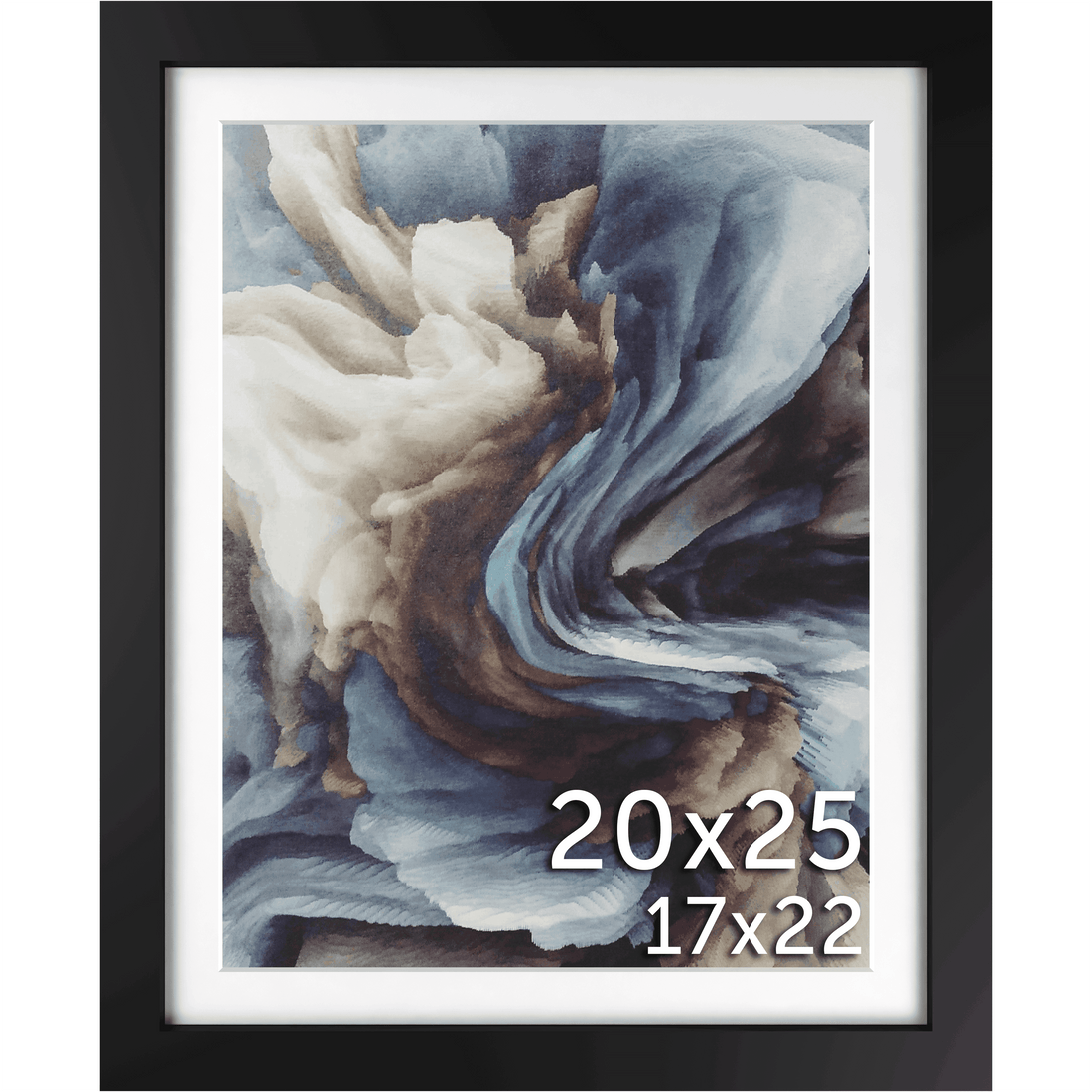 20x25 Frame Matted to 17x22 – Solid Wood Poster Frame with Tempered ...
