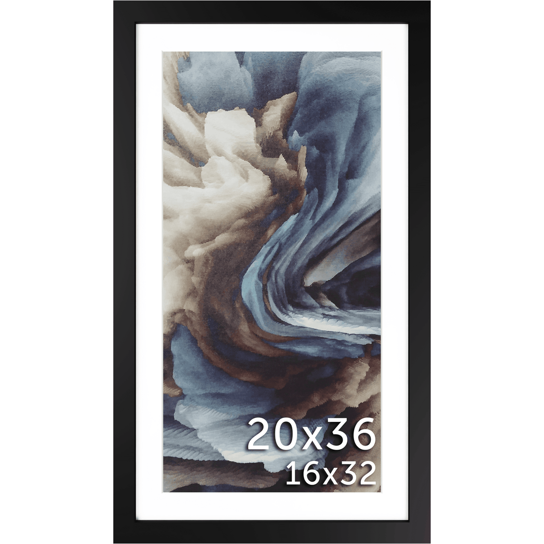 20x36 Frame Matted to 16x32 – Solid Wood Poster Frame with Tempered ...
