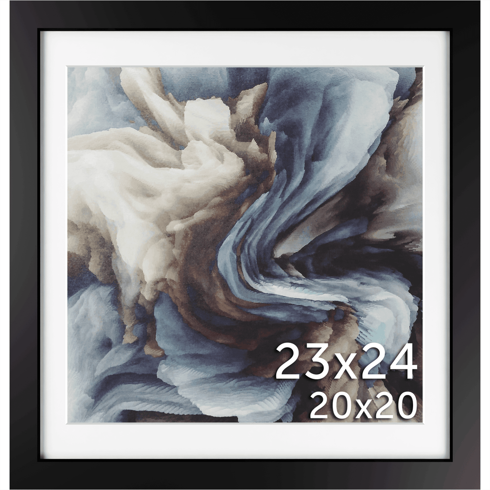 23x24 Frame Matted to 20x20 – Solid Wood Square Frame with Tempered ...