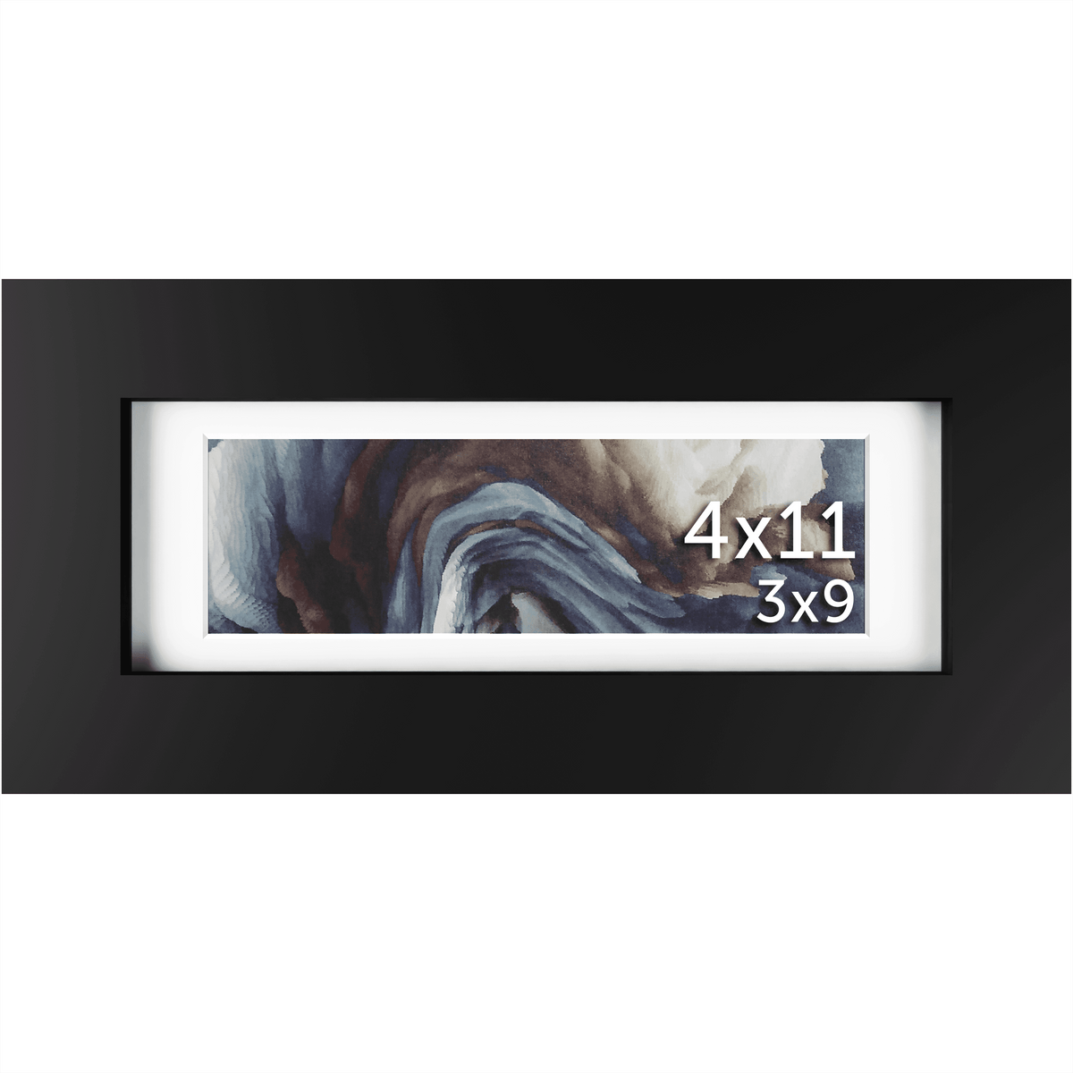 4x11 Wood Frame Matted to 3x9 – Tempered Glass Front | Frame Amo