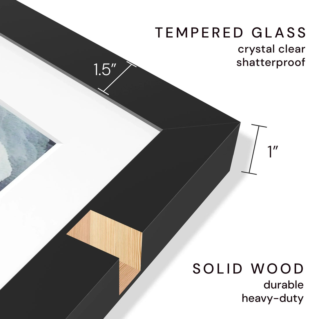 15x30 Frame Matted to 12x24 – Solid Wood with Tempered Glass | Frame Amo