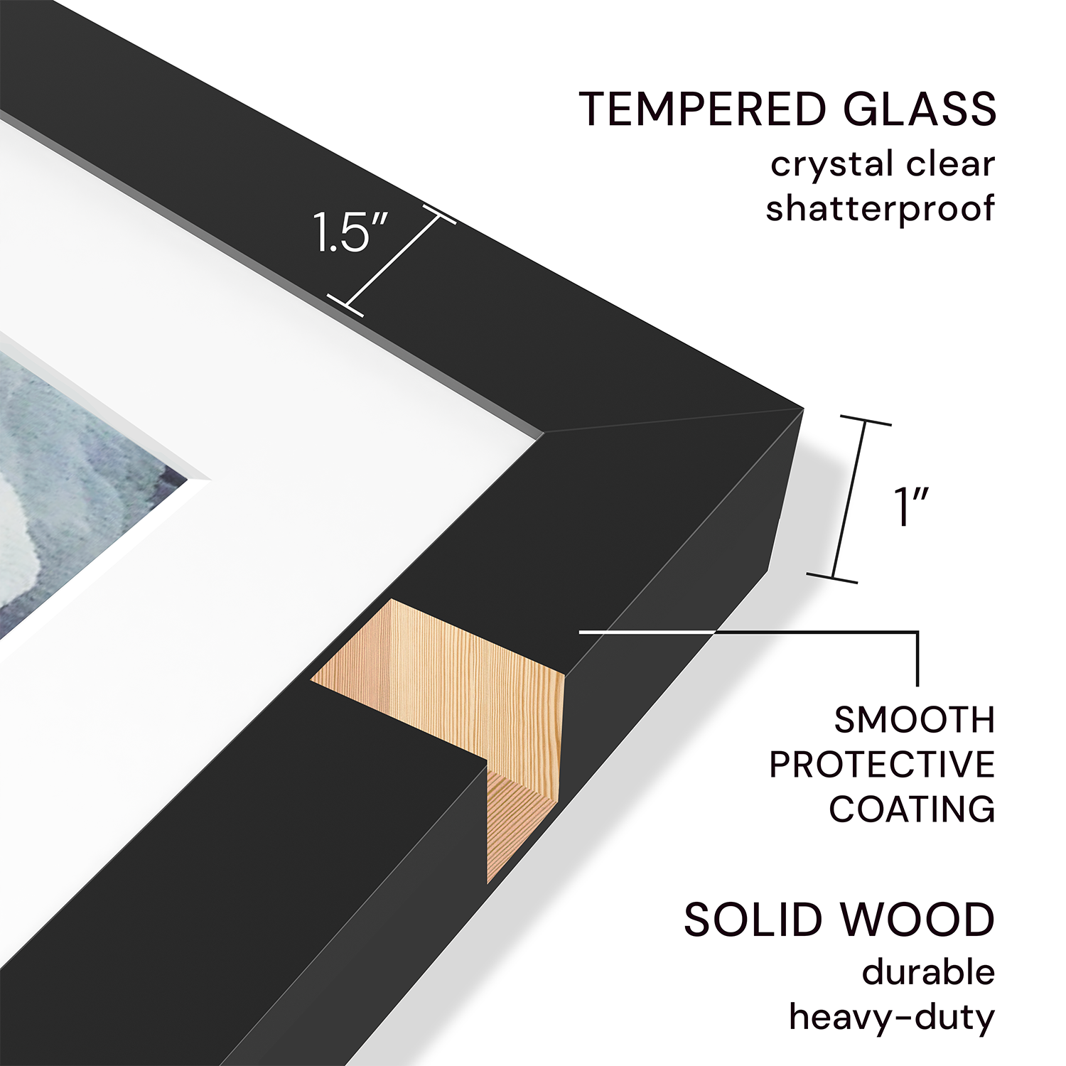 20x24 Wood Poster Frame, Matted to 16x20, Glass Front | Frame Amo